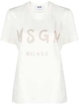 MSGM logo-print Cotton T-shirt | Neutrals | FARFETCH