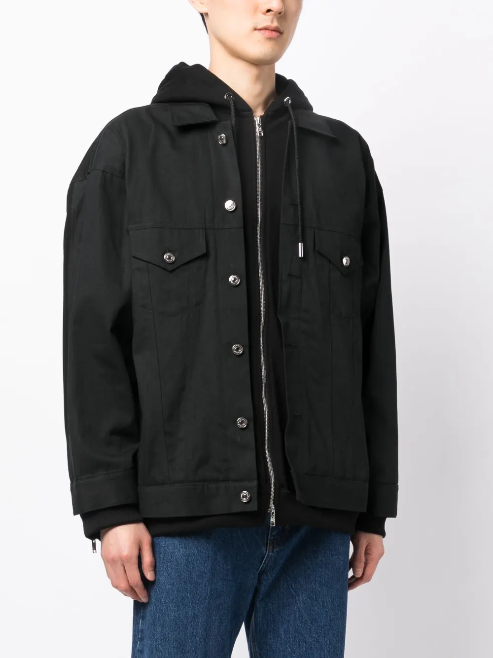 Mastermind Japan Layered-design Zip-up Hoodie In Black | ModeSens