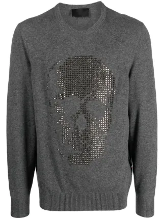 Philipp Plein skull-appliqué Cashmere Sweatshirt | Grey | FARFETCH
