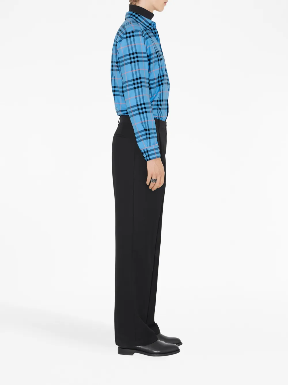 Burberry Check Cotton Shirt | Blue | FARFETCH