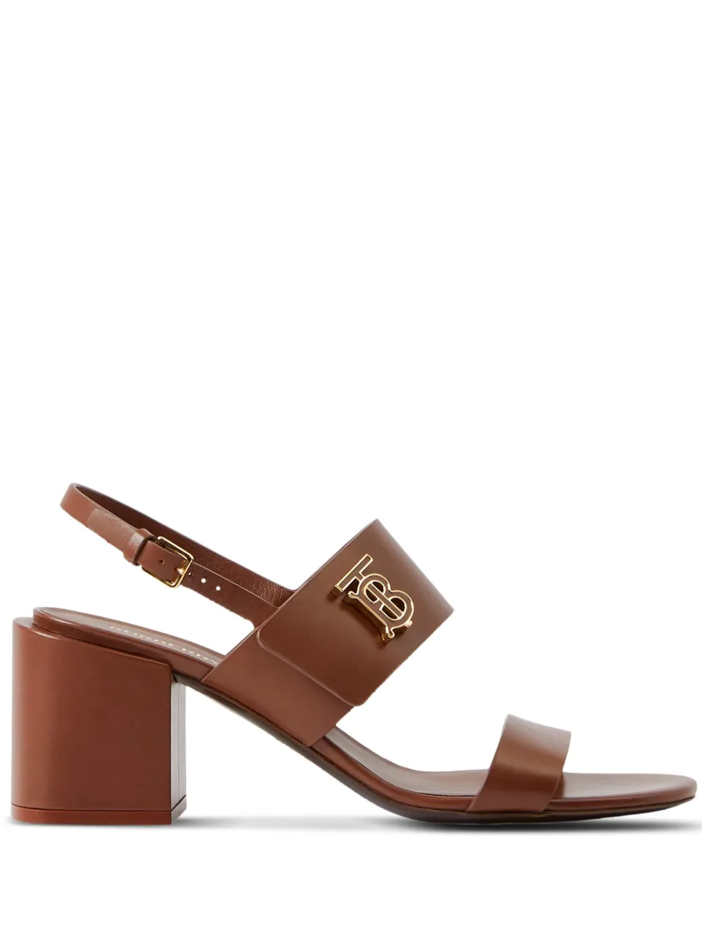 Burberry Virginia Leather Monogram Slingback Sandals In Pine Cone Brown ...