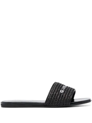 Givenchy 4G woven-raffia Flat Sandals | Black | FARFETCH