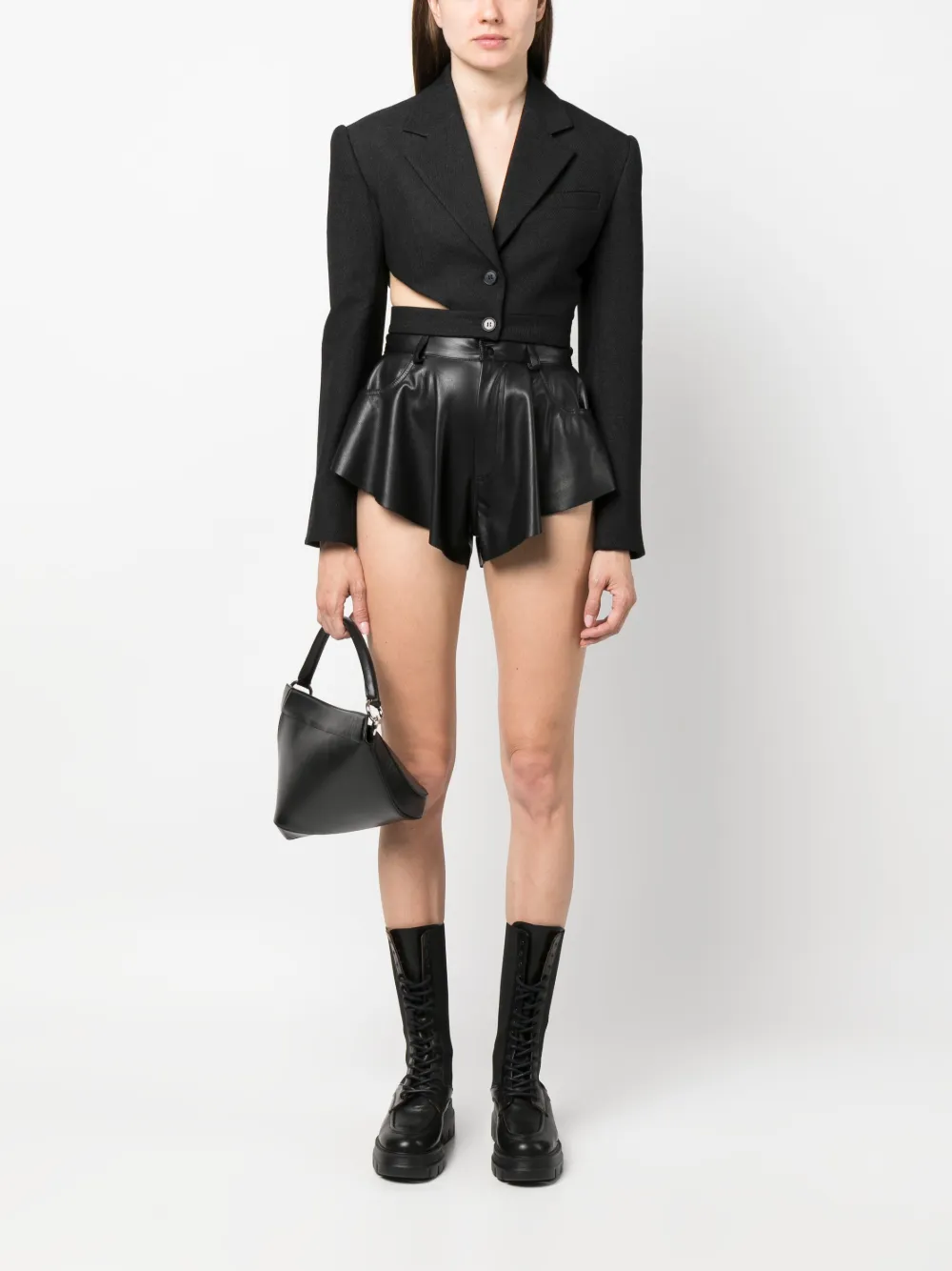 Nissa Faux Leather Mini Shorts Farfetch