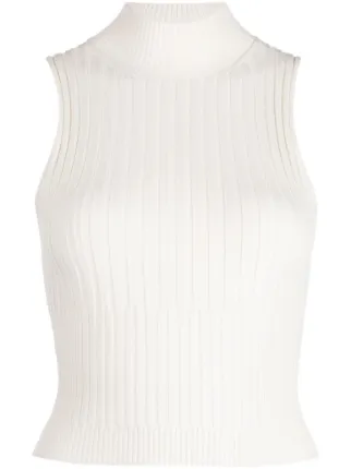 John Elliott Piper mock-neck ribbed-knit Top | White | FARFETCH