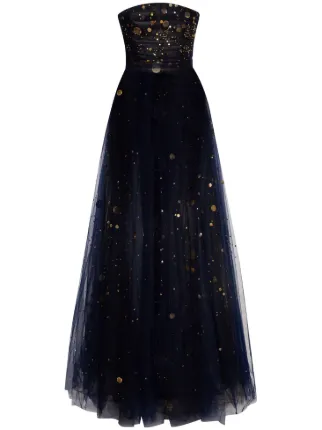 Oscar De La Renta Firefly スパンコール ドレス | ブルー Oscar De La Renta Firefly スパンコール ドレス | ブルー