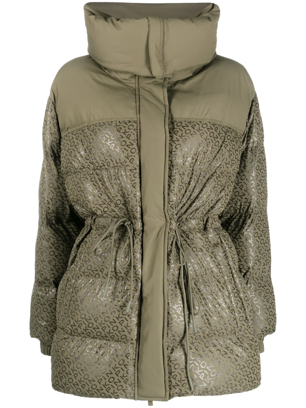 PINKO logo-print Drawstring Padded Coat - Farfetch