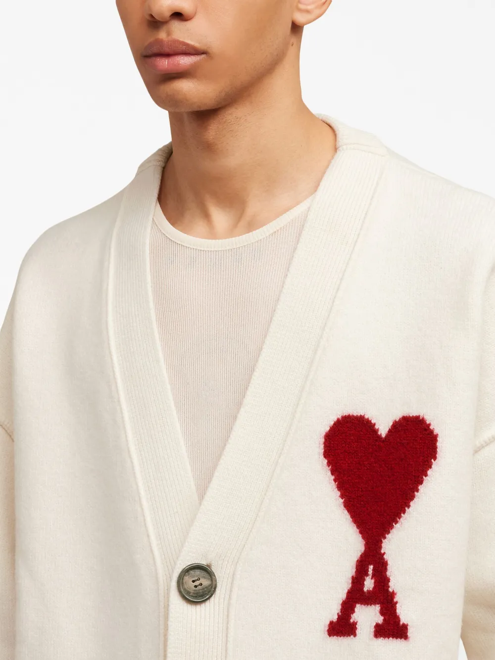 AMI Paris 로고 프린트 버튼 니트 가디건 - Farfetch