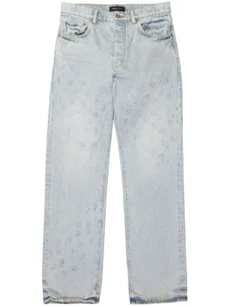 Purple Brand P011 monogram-embossed Straight Jeans | Blue | FARFETCH