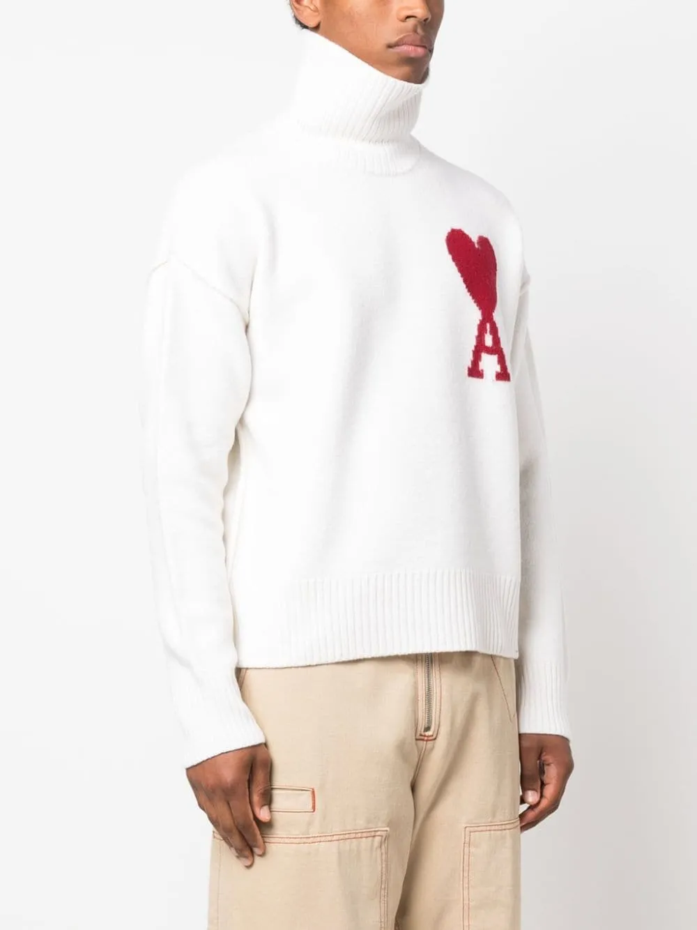 AMI Paris intarsia-logo Wool Jumper - Farfetch