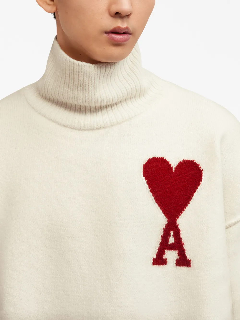 AMI Paris intarsia-logo Wool Jumper - Farfetch