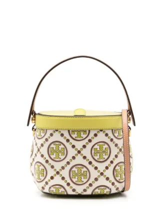 Tory Burch monogram-pattern Mini Bucket Bag | Green | FARFETCH