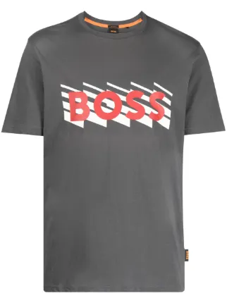 BOSS logo-print Cotton T-shirt | Grey | FARFETCH
