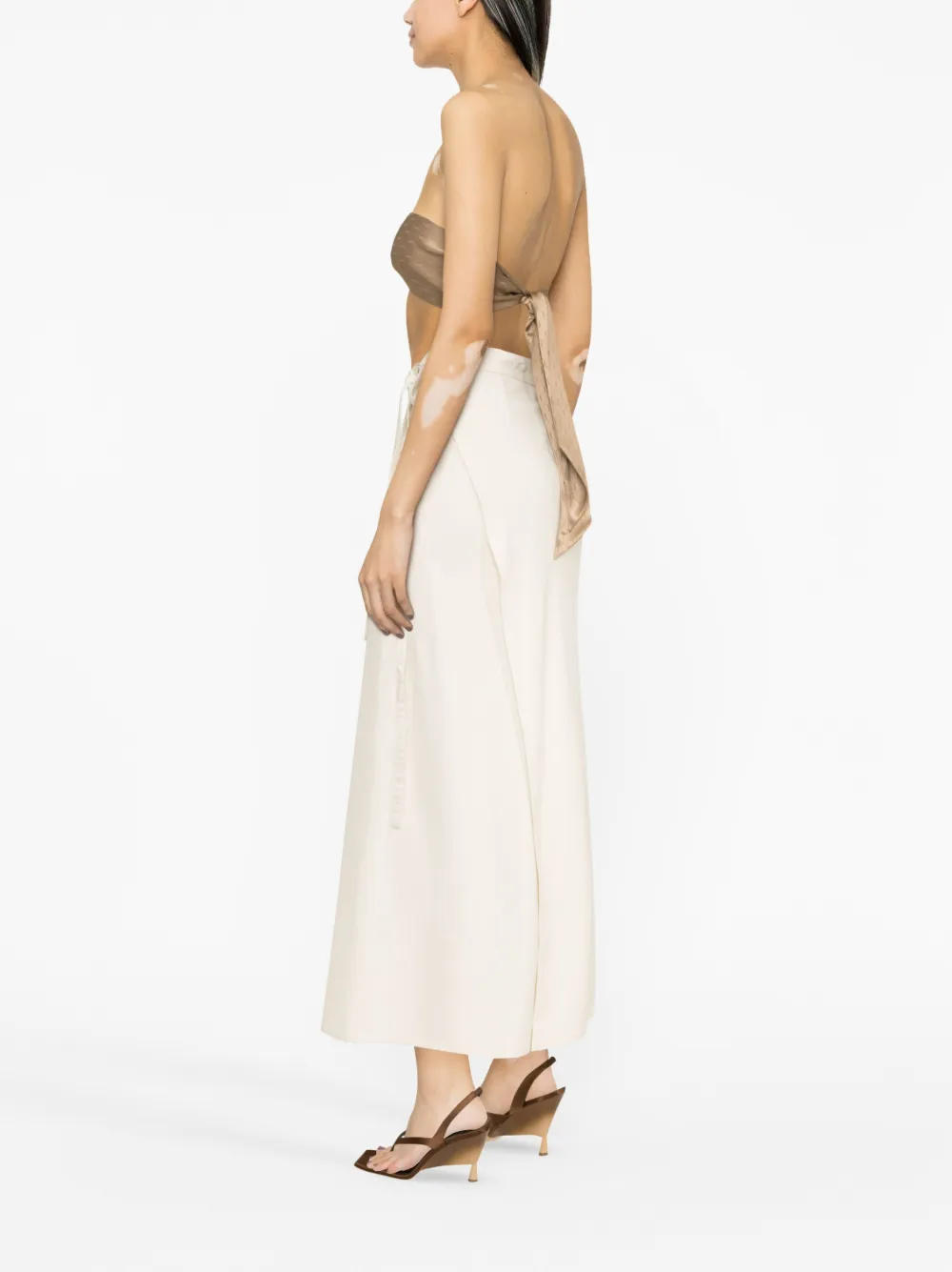 Saint Laurent monogram-logo Silk Bandeau Top | Neutrals | FARFETCH