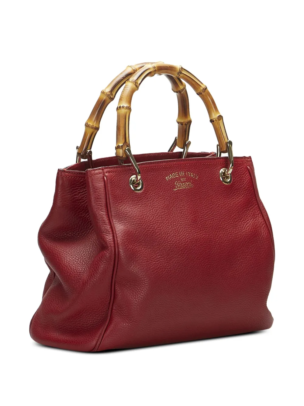 Pre-owned Gucci Bamboo Rectangle-shaped Two-way Bag In Red | ModeSens