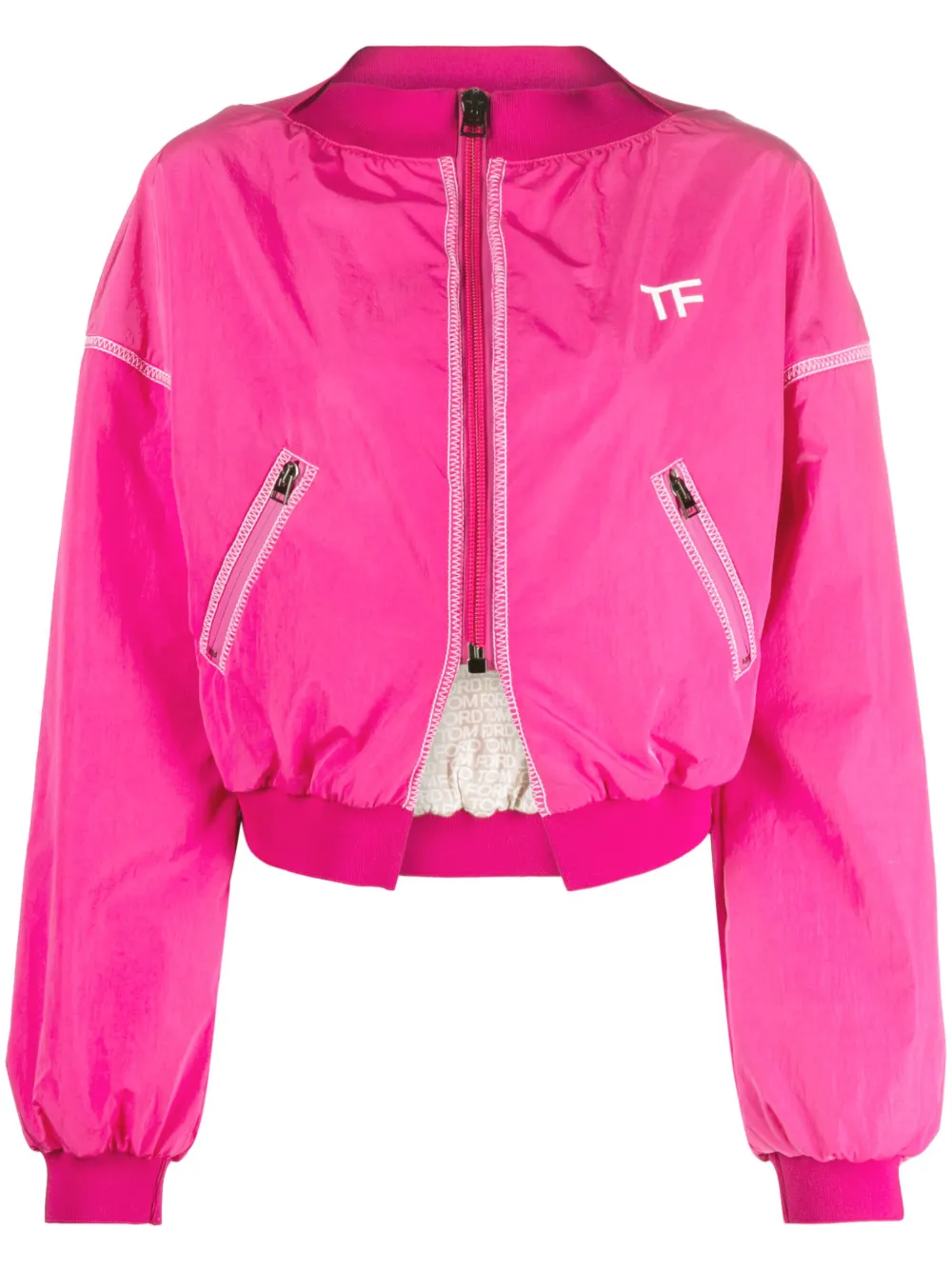 TOM FORD Logo print Cropped Bomber Jacket Farfetch TOM FORD Logo print Cropped Bomber Jacket Farfetch
