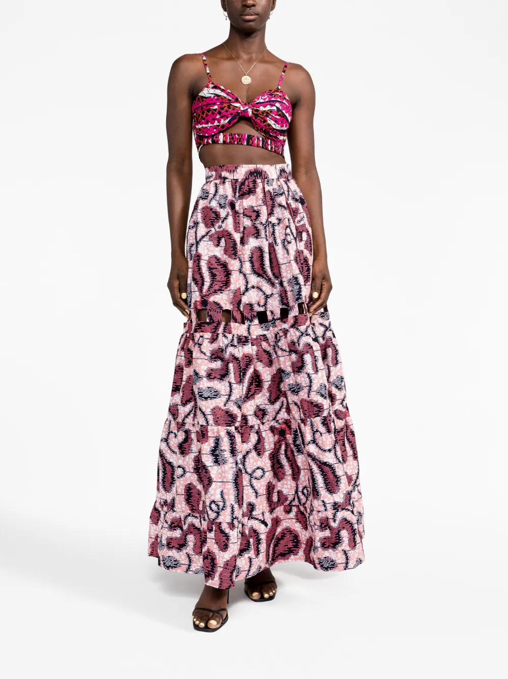 There Was One x Lisa Folawiyo abstract-print cut-out Bralette | Pink ...