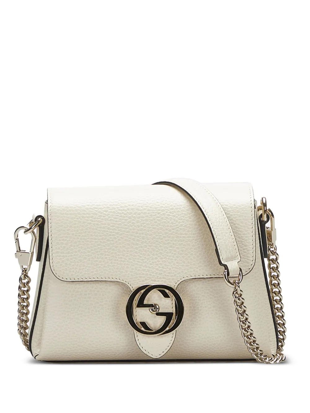 Pre-owned Gucci Interlocking G Leather Shoulder Bag In White | ModeSens