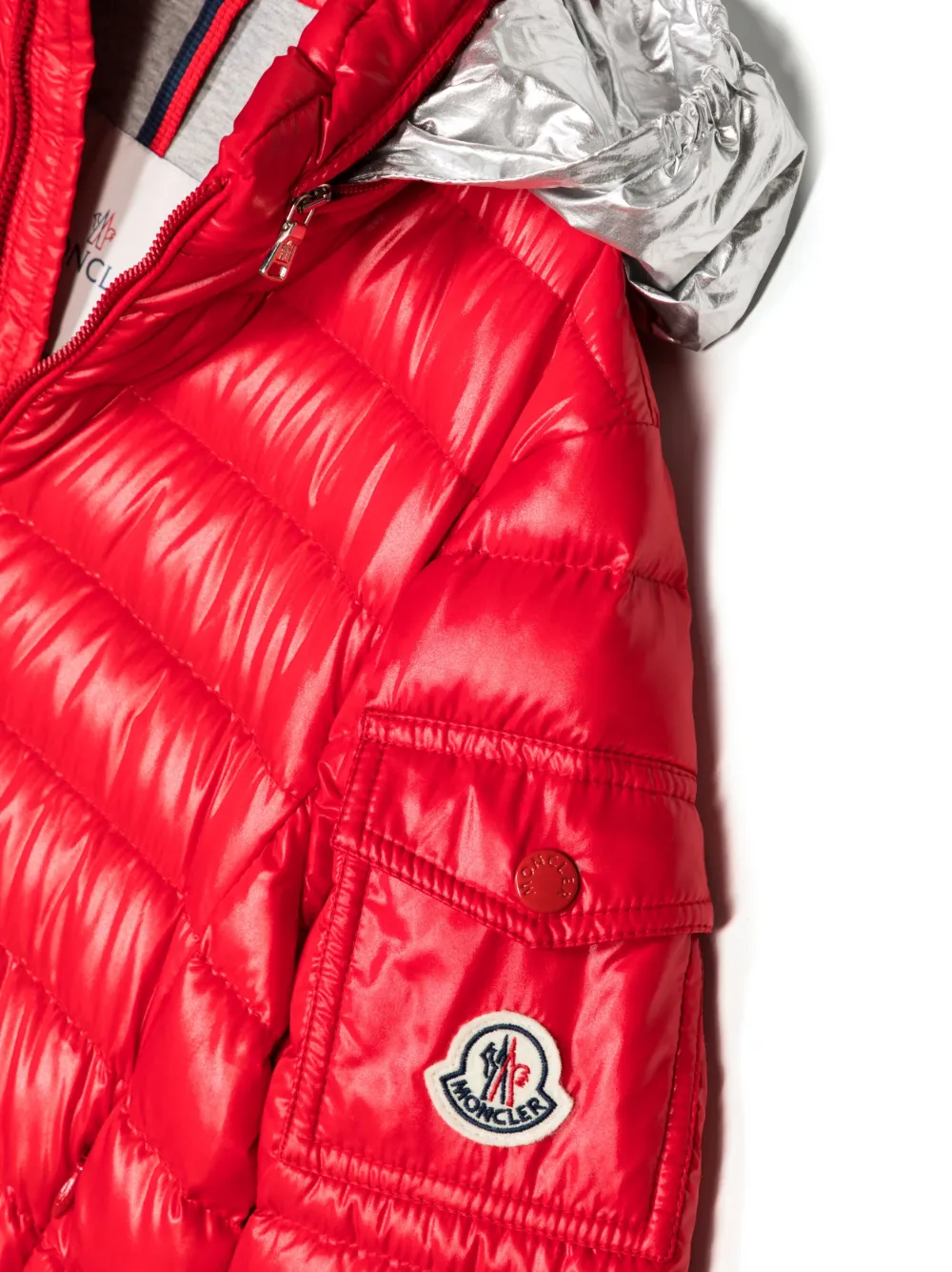 Moncler Enfant concealed-hood Padded Down Jacket | Red | FARFETCH