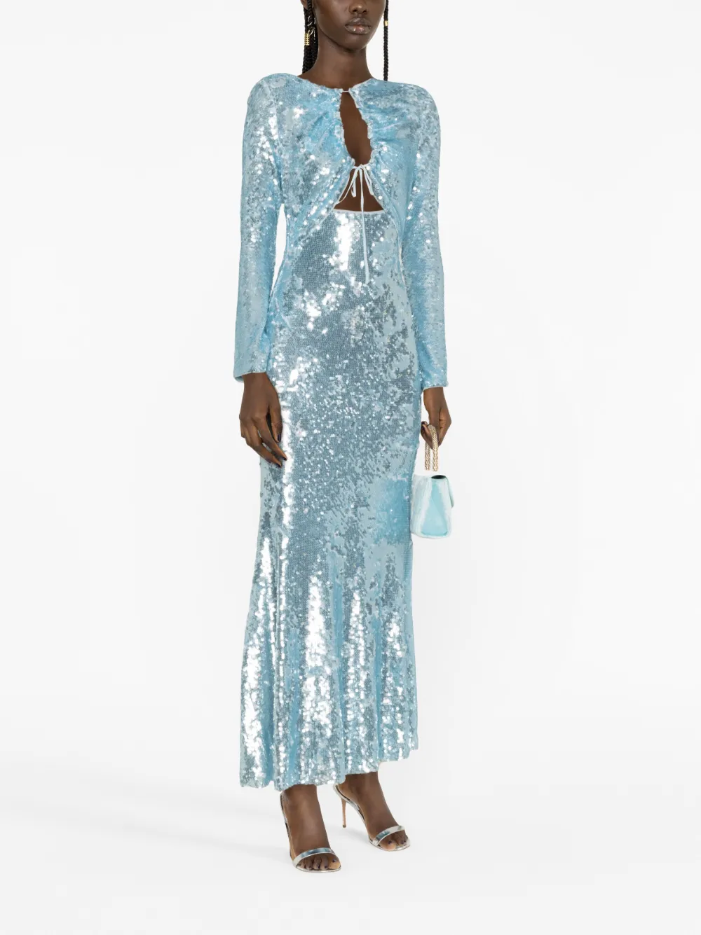 Self-Portrait Sequin Gathered Dress | Blue | FARFETCH UK