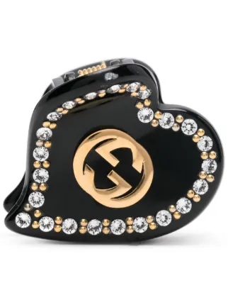 Gucci Interlocking-G heart-shape Hair Clip | Black | FARFETCH