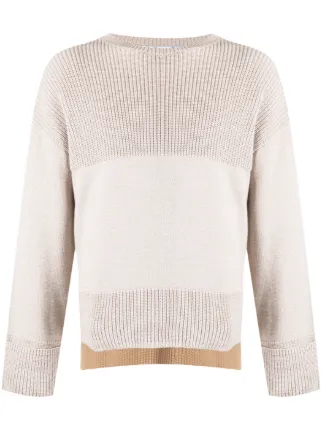 Off-White colour-block ribbed-knit Jumper | Grey | FARFETCH