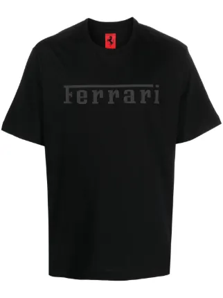 Ferrari logo-silicone Print Cotton T-shirt | Black | FARFETCH