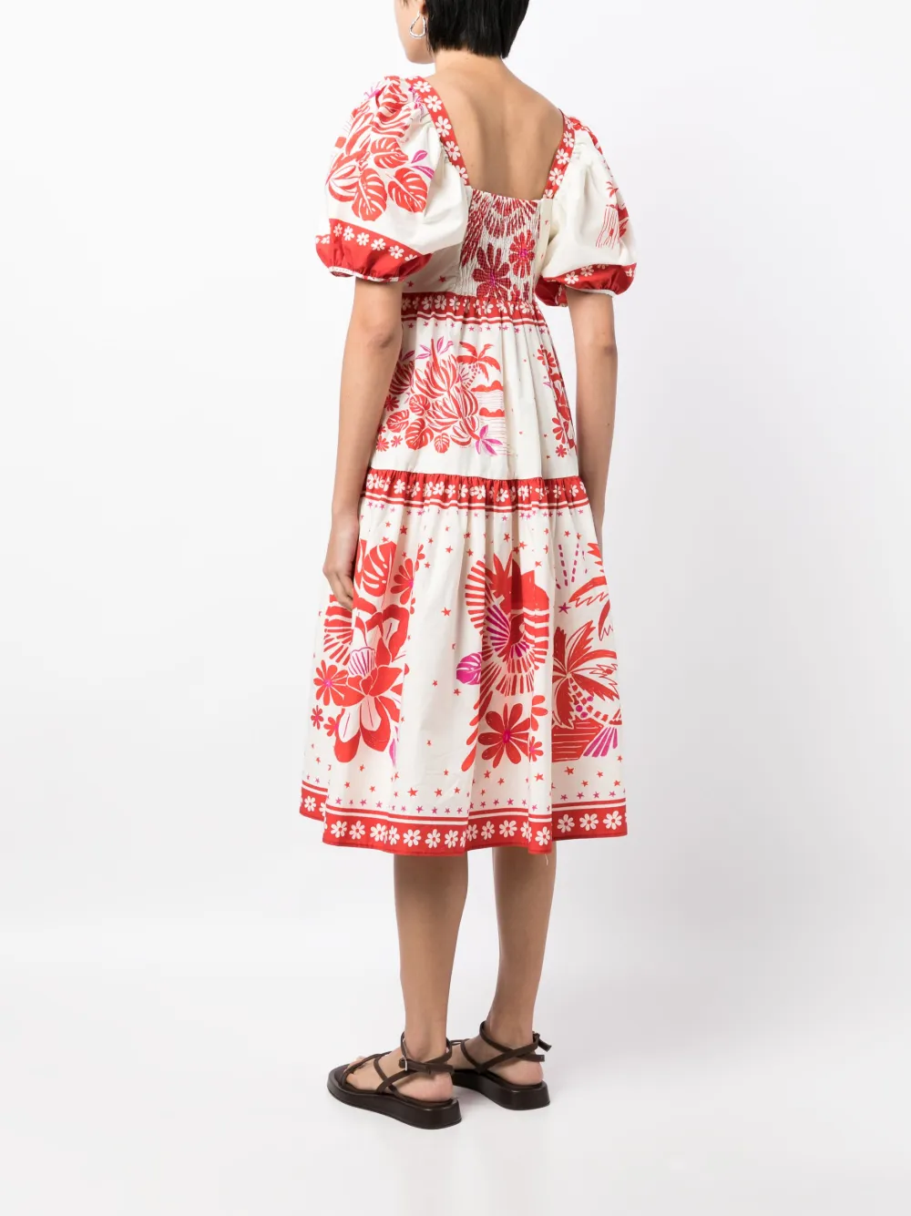 FARM Rio graphic-print Cotton Midi Dress - Farfetch