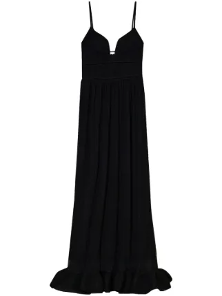 Simkhai Robe Longue Maude à Effet Plissé | Noir | FARFETCH FR