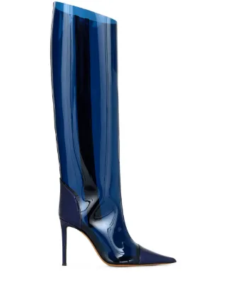 Alexandre Vauthier 105mm Iridescent Leather Boots | Blue | FARFETCH UK