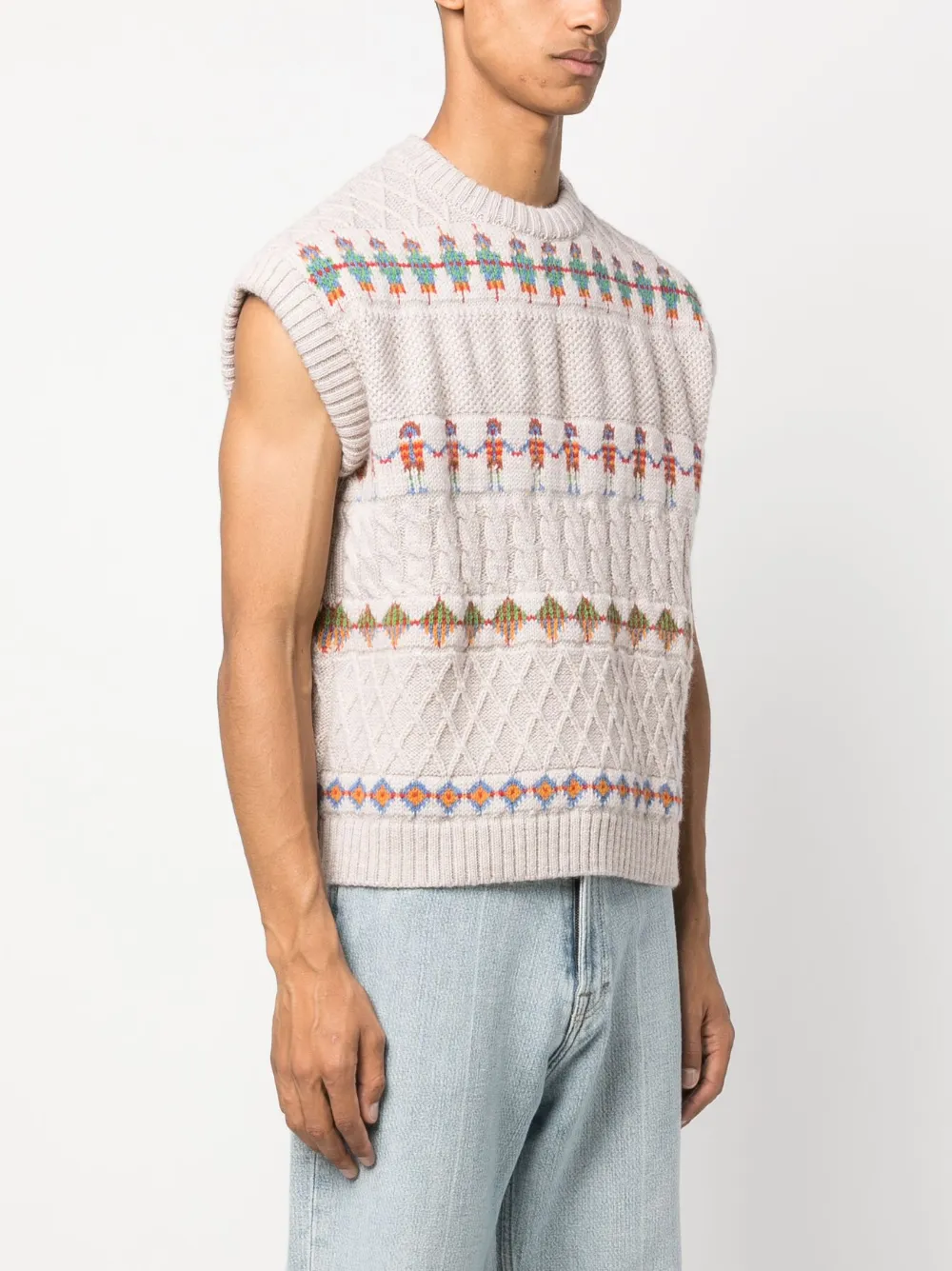 Henrik Vibskov Jack インターシャ ニットベスト | ニュートラル | FARFETCH JP