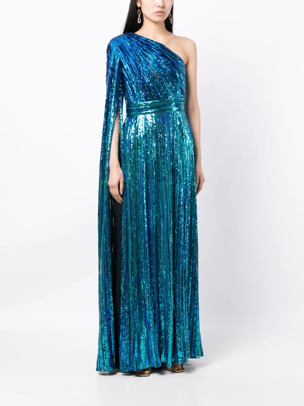 Elie Saab Vestido Con Un Hombro Descubierto y Detalle De Lentejuelas | Azul | FARFETCH MX