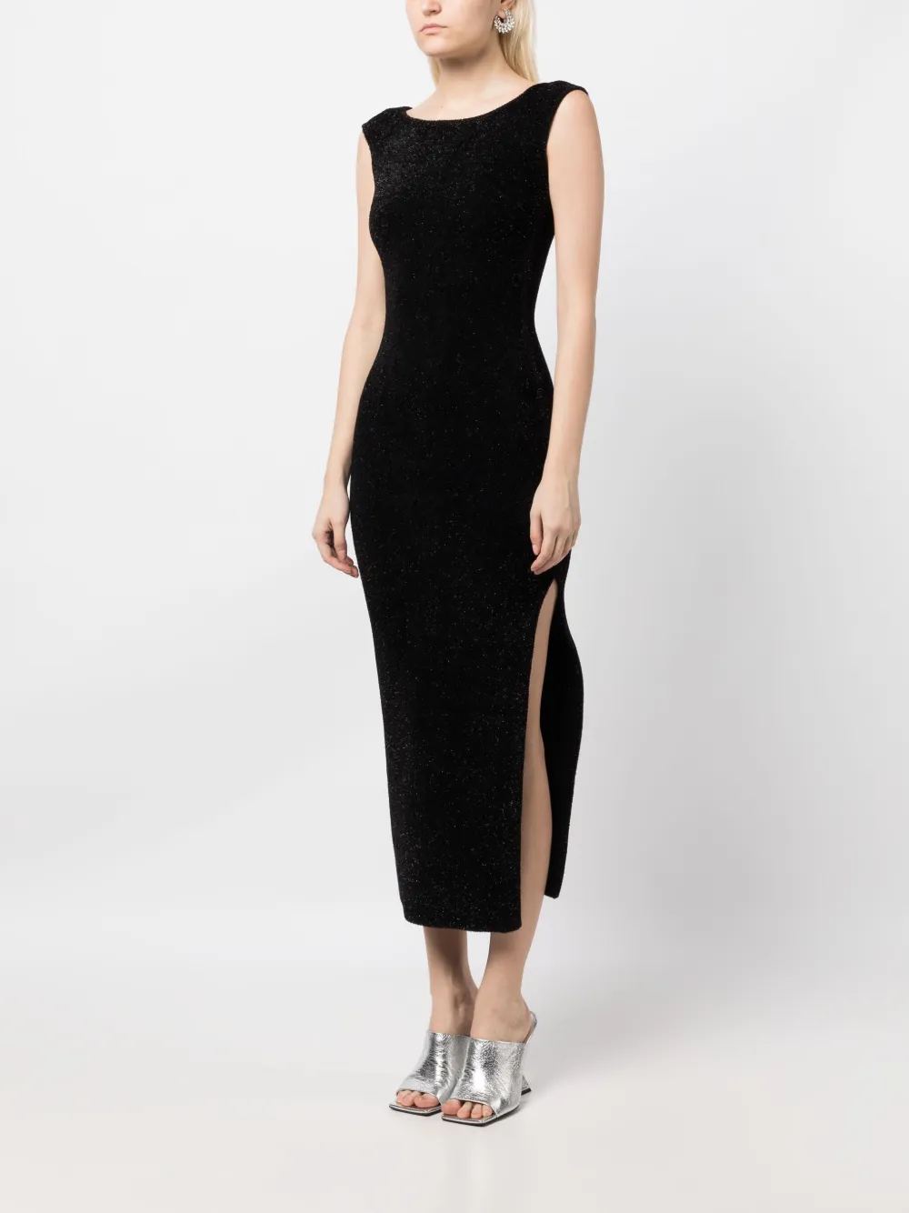 Galvan Aphrodite Sparkle Midi Dress | Black | FARFETCH