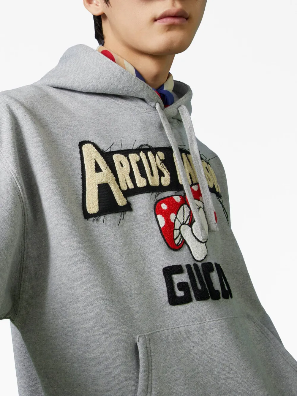 Gucci logo-patch jersey-fleece Sweatshirt | Grey | FARFETCH