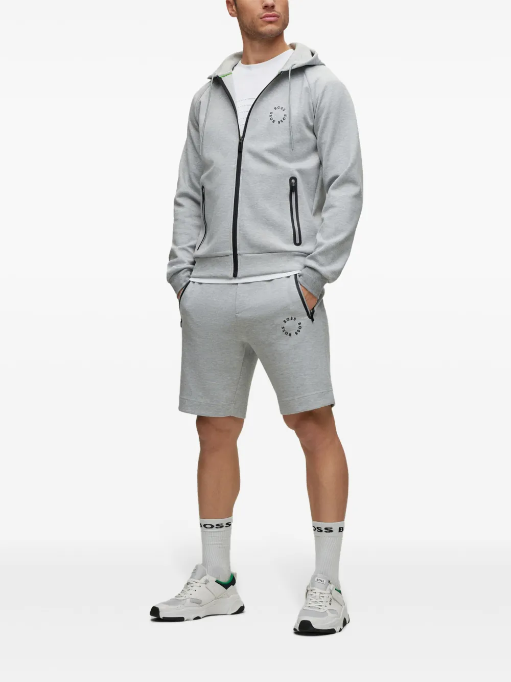 BOSS Moletom Saggy De Jersey Com Capuz | Cinza | FARFETCH BR