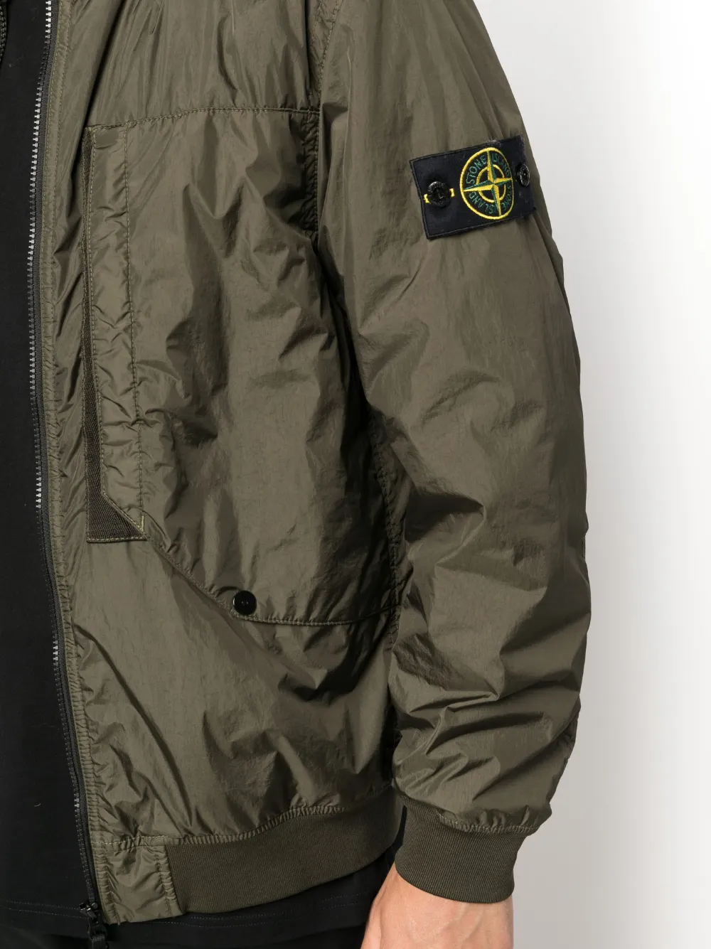 Stone Island Compass-motif Garment-dyed Bomber Jacket In Green | ModeSens