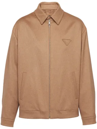 Prada triangle-logo Blouson Jacket | Brown | FARFETCH Prada triangle-logo Blouson Jacket | Brown | FARFETCH
