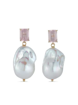 Mateo Rose Quartz And Pearl Drop Earrings | Pink | FARFETCH