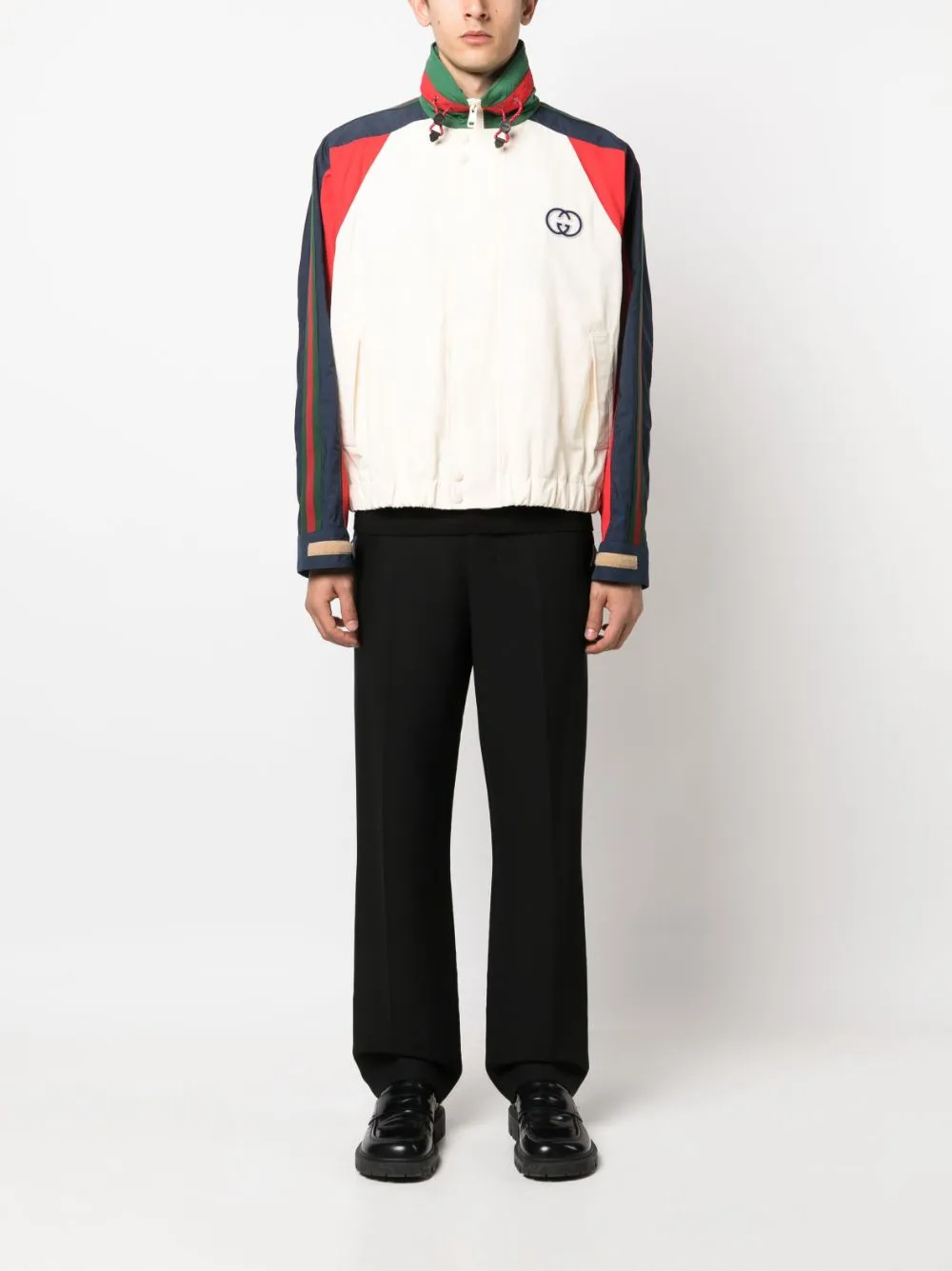 Gucci Web Stripe Logo Patch Track Jacket In White | ModeSens