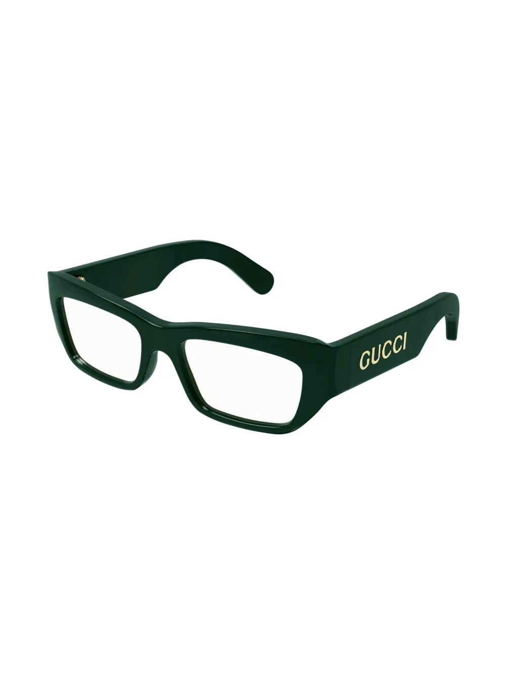 Gucci Eyewear logo-plaque rectangle-frame Glasses | Green | FARFETCH UK