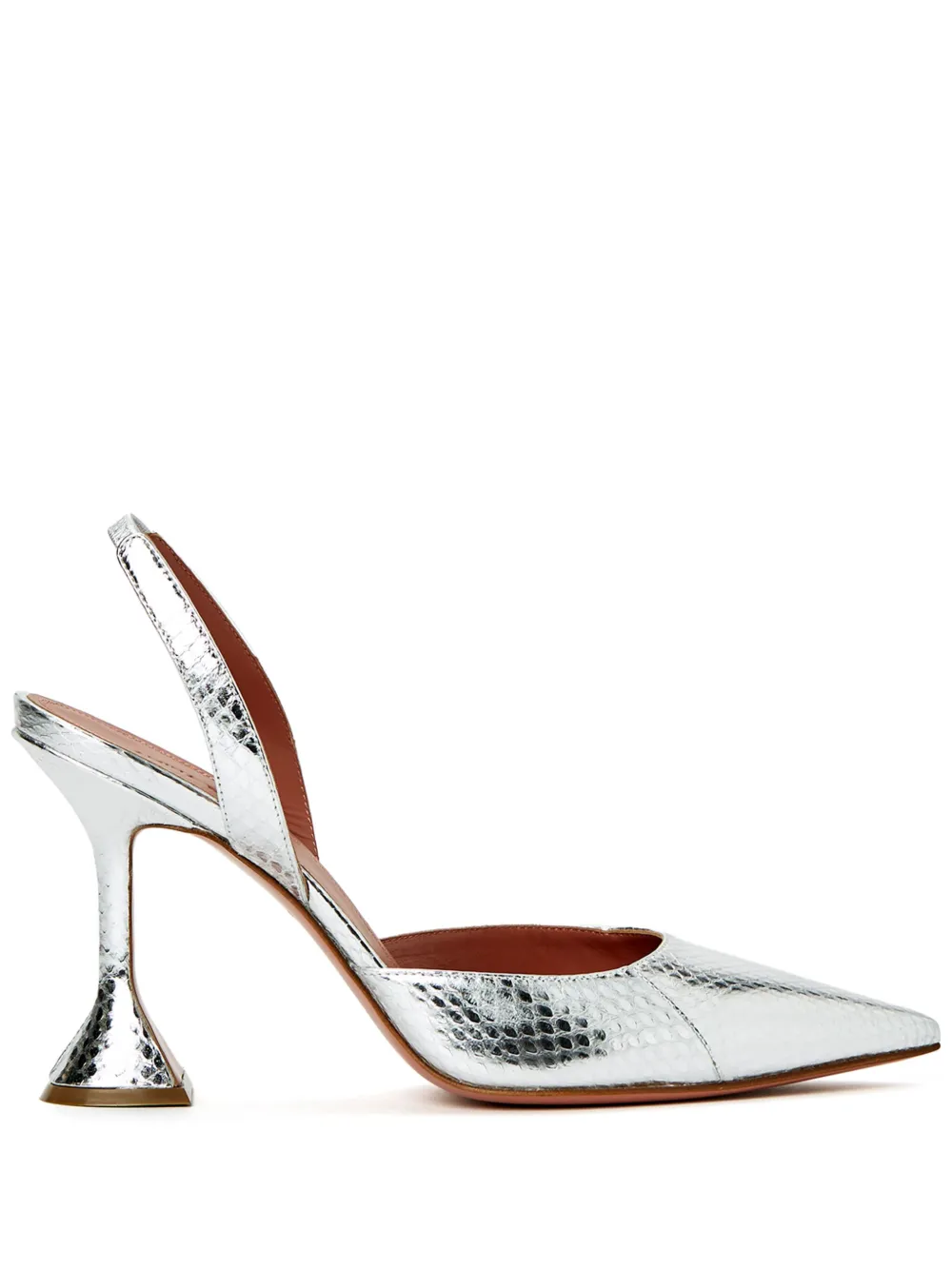Amina Muaddi Holli 95mm Slingback Pumps In 银色 | ModeSens