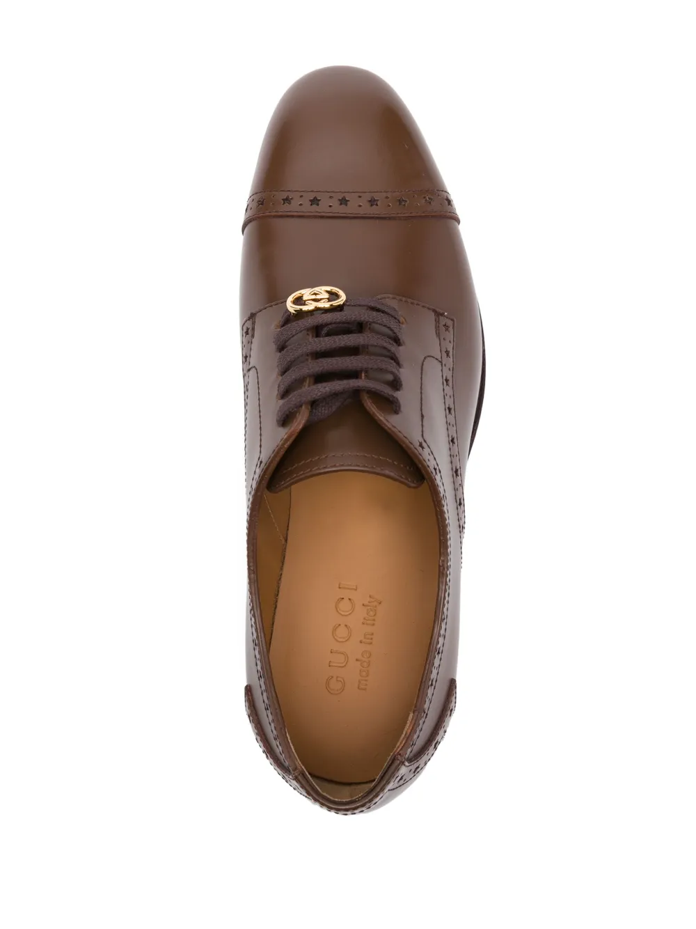 Gucci Interlocking G Leather Brogues | Brown | FARFETCH