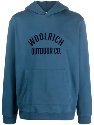 Woolrich logo-print Cotton Hoodie | Blue | FARFETCH