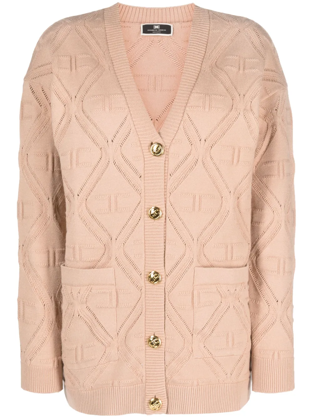 Elisabetta Franchi logo-embossed pointelle-knit Cardigan - Farfetch