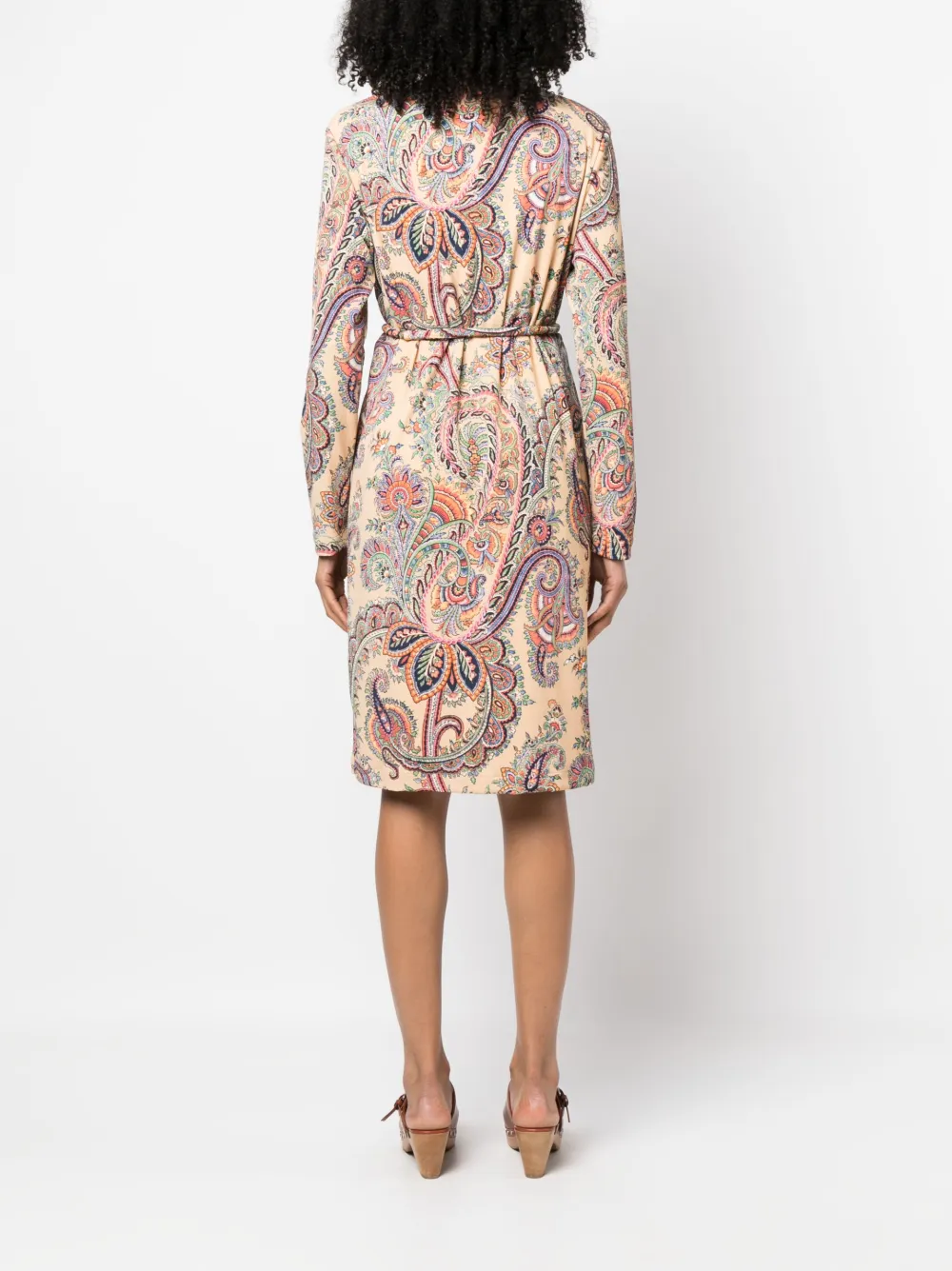 Etro Paisley Print Belted Dress Neutrals Farfetch