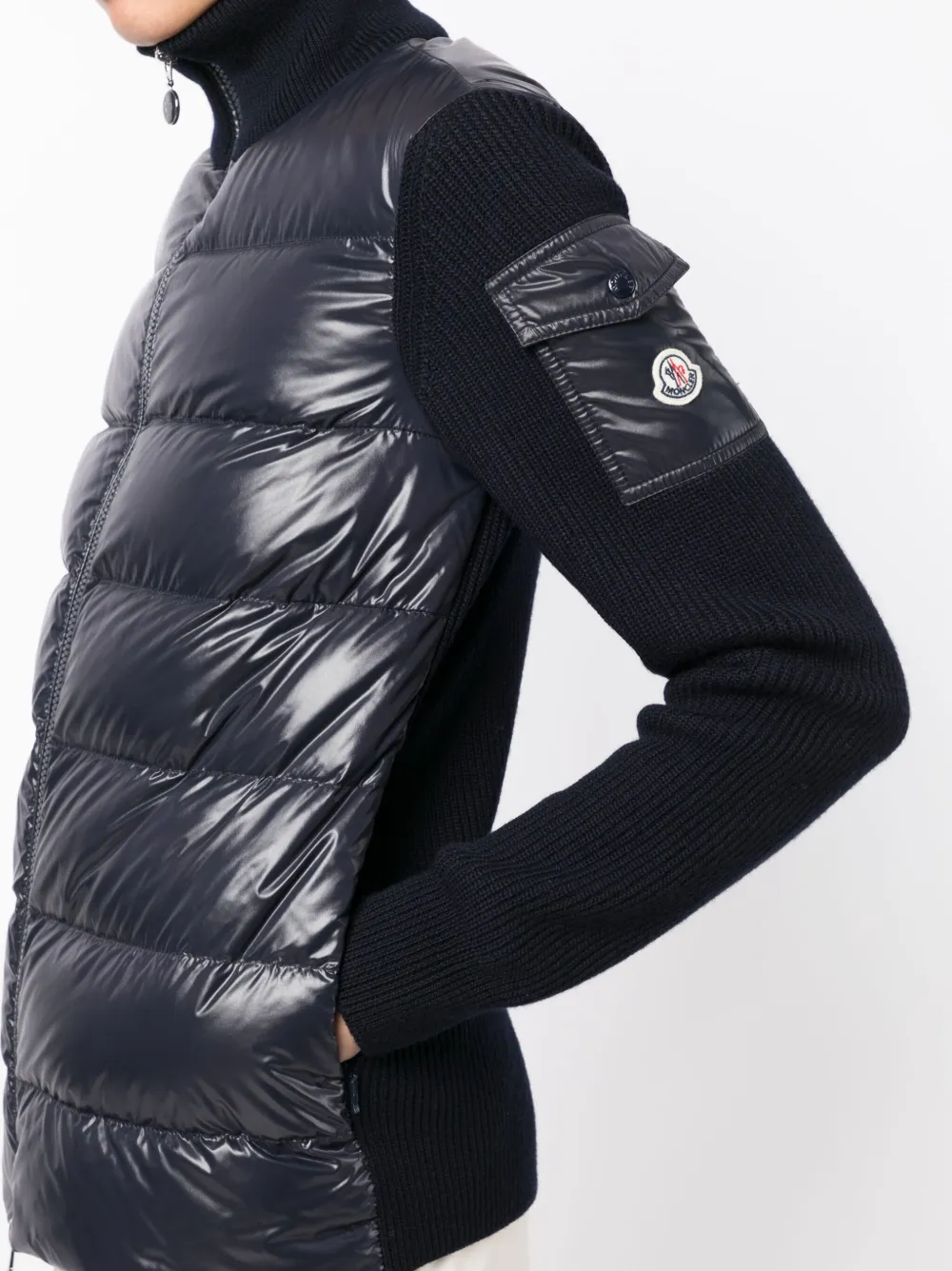 Moncler padded-panels wool-blend Cardigan - Farfetch