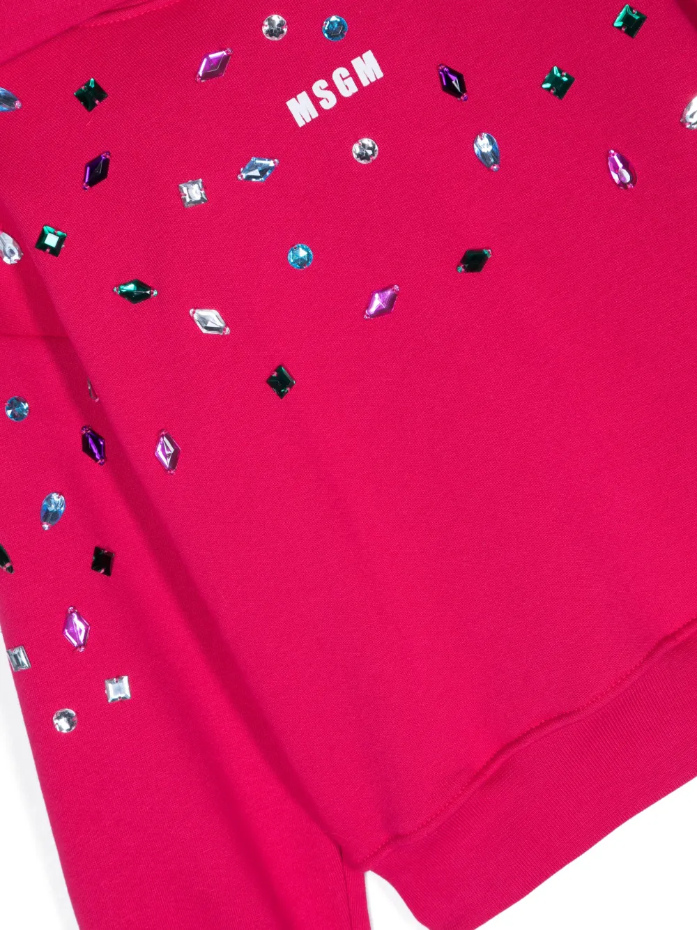Msgm Kids' Crystal-embellished Cotton Hoodie In Pink | ModeSens