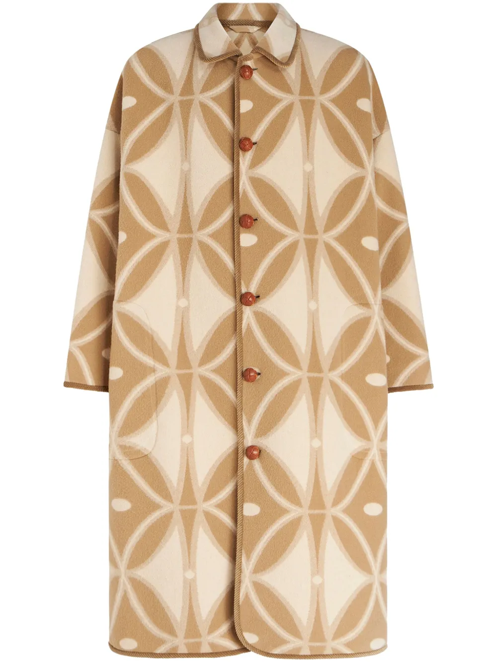 ETRO geometric-pattern Wool Jacquard Coat - Farfetch