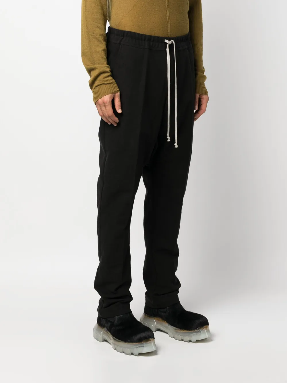 Rick Owens Pantalones Drop Crotch Con Cordones En La Pretina | Negro ...