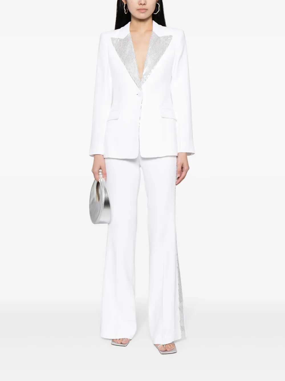 Michael Kors Collection Georgina Sequin Embellished Blazer White