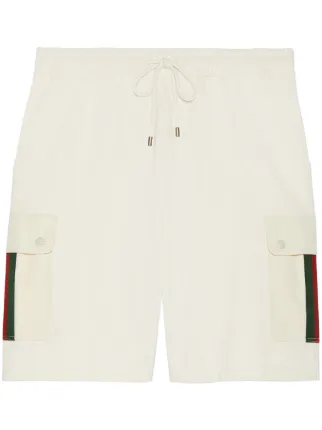 Gucci Web-stripe Detail Cotton Shorts | White | FARFETCH